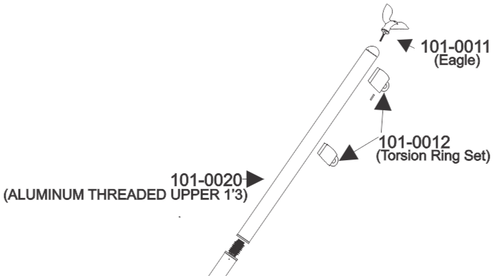 Wall Mount Aluminum Threaded Upper Pole – Our Flags 4 America